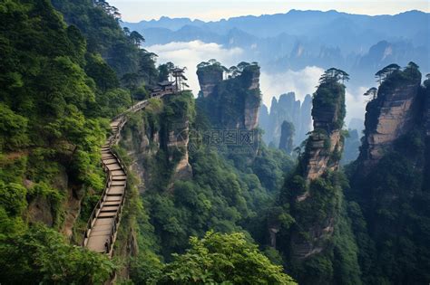 张家界的陡峭山路高清图片下载 正版图片600573404 摄图网