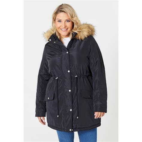Be You Faux Fur Trim Hooded Parka Coat Black Frasers