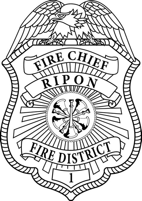 Fire Chief Ripon Badge Vector File Black White Vector Outlin Inspire