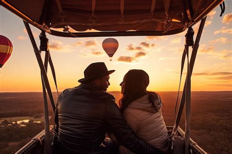 Premium Photo A Man And A Woman Sitting In A Hot Air Balloon