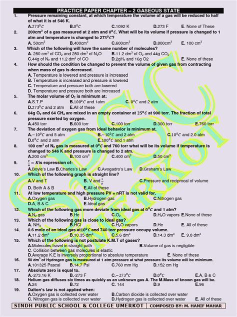 Chemistry Xi Chapter 2 Pdf Gases Mole Unit