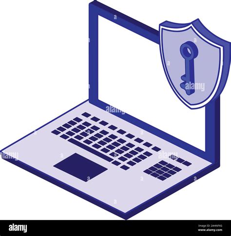 Laptop And Key Design Of Security System Warning Protection Danger Web Alert And Safe Theme