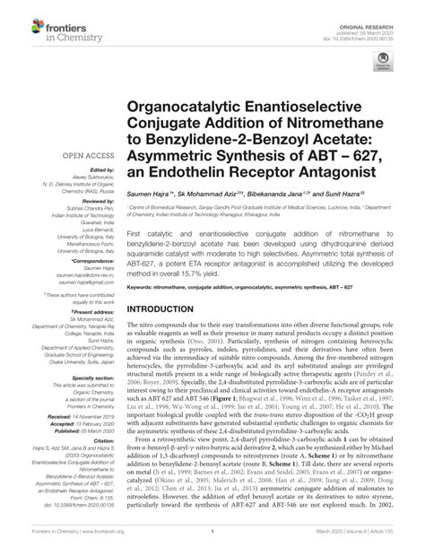 PDF Organocatalytic Enantioselective Conjugate Addition Of