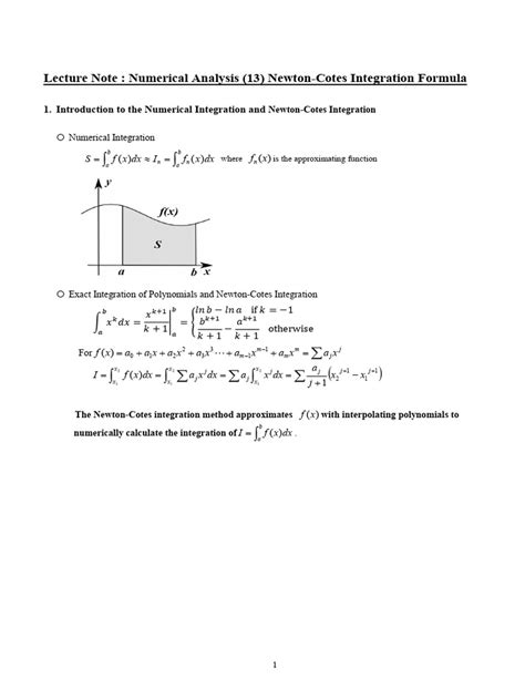 Lecture Note 13 Newton Cotes Integration Formula Pdf Numerical