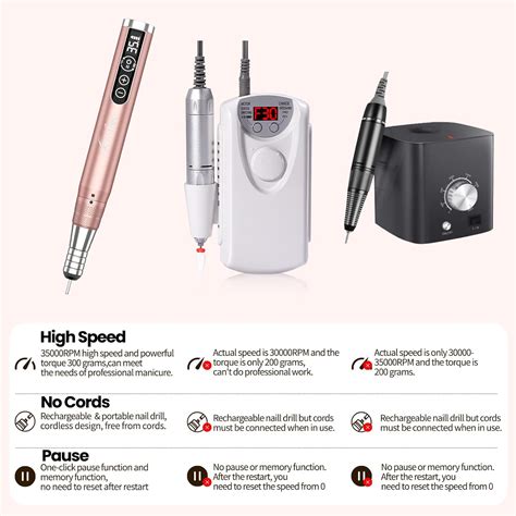Kredioo Taladro de uñas profesional de 35000 rpm recargable