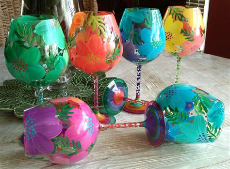 Tropical Floral Balloon Wine Glasses