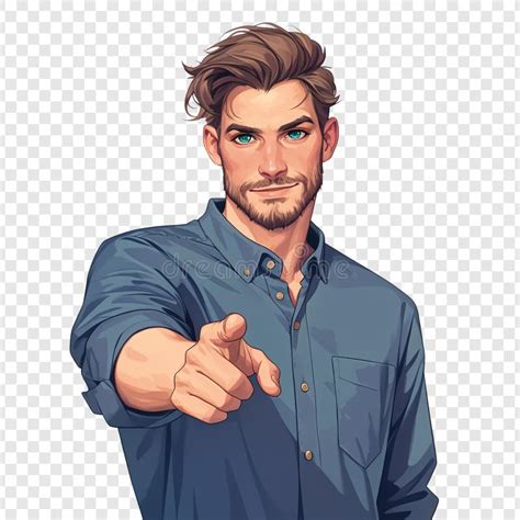 Handsome Man In Blue Shirt Pointing At You Stock Illustration