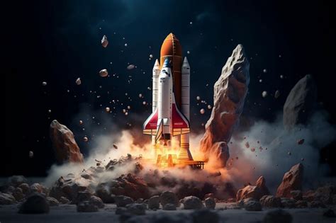 Premium Ai Image Rocket Flying Through Space Generated By Ai