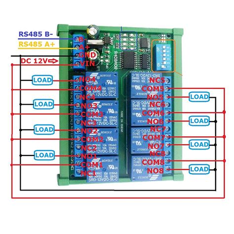 Relays R4D8A08 DC 12V 8 Channel RS485 Relay Module Modbus RTU UART