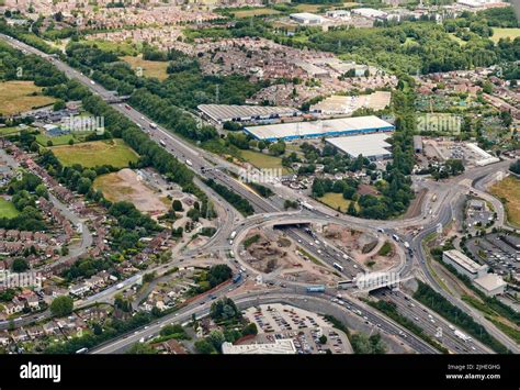 The Rebuilding Of Junction 10 On The M6 Motorway Shot From The Air