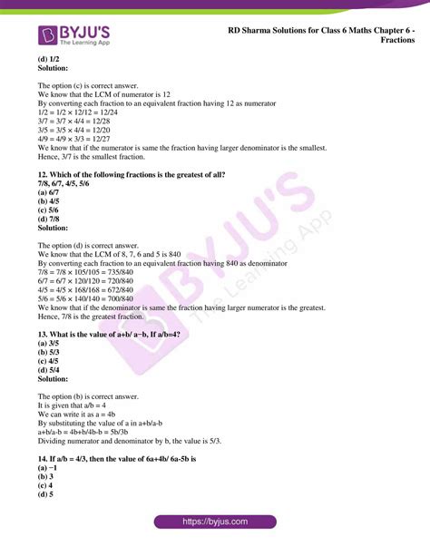 RD Sharma Solutions For Class 6 Chapter 6 Fraction PDF For Free