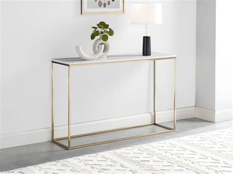 Console design Marbre Métal Blanc Doré ARETHA