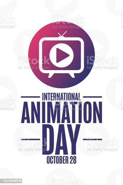 국제 애니메이션의 날 10월 28일 휴일 개념 배경 배너 카드 텍스트 비문이있는 포스터용 템플릿 벡터 Eps10 그림입니다 10