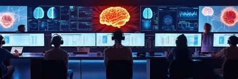 Neuro Testing Equipment In Modern Lab With Diverse Participants Engaging In Brainwave Analysis