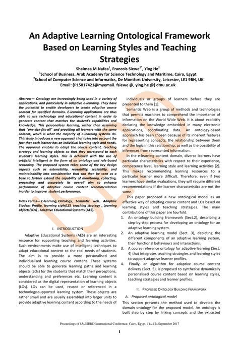 pdf an adaptive learning ontological framework based on learning