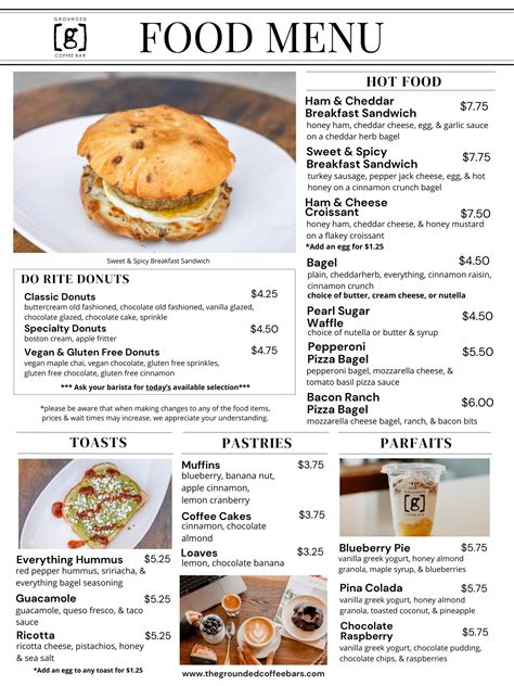 Menu 1 — Grounded Coffee Bar