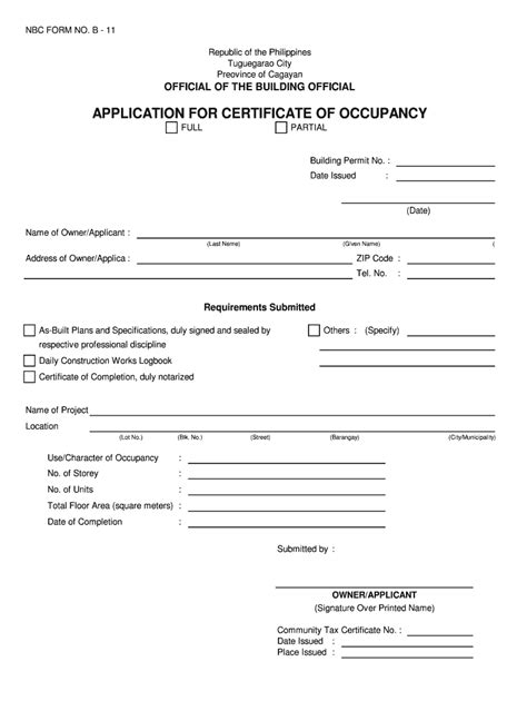 Occupancy Permit 2020 Fill And Sign Printable Template Online Us Legal Forms