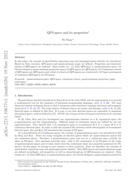 Pdf Qfs Space And Its Properties