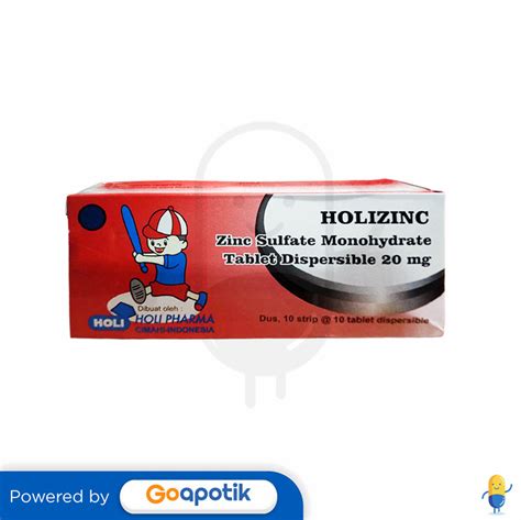 Holizinc 20 Mg Box 100 Tablet Kegunaan Efek Samping Dosis Dan