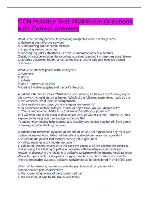 Ocn Practice Test 2024 Exam Questions With Correct Answers Msn 570