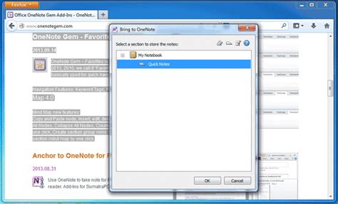 bring to onenote for firefox office onenote gem add ins