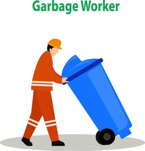 Garbage Collector Vector Illustration Trash Worker Cleaning Service