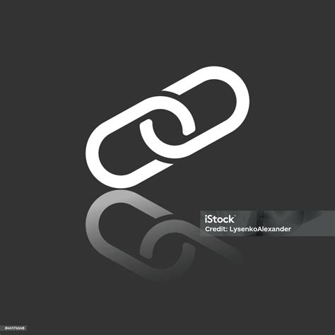 검은 배경에 고립 된 평면 스타일에서 체인 아이콘 벡터 일러스트 웹 사이트 디자인 응용 프로그램 Ui에 대 한 반사 효과 함께 연결 기호입니다 0명에 대한 스톡 벡터 아트
