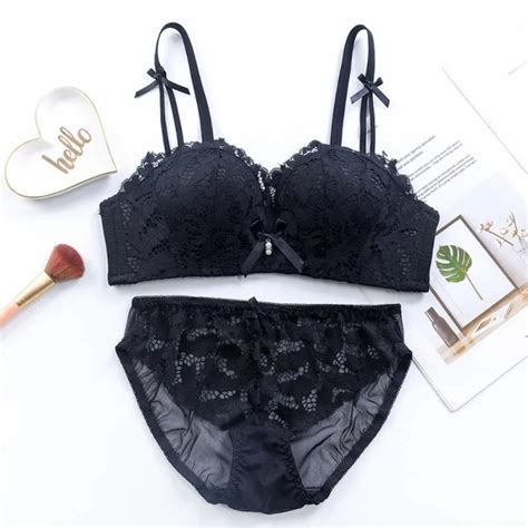 Buy Fashion Sexy Lace Bra Set Thin Push Up Bow