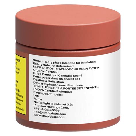 Simply Bare Bc Organic White Rainbow 35g Indica Montrose Cannabis