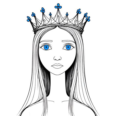 Regal Blue Eyed Princess Drawing Free Download Ai Scribbles