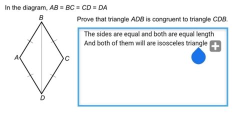 Solved In The Diagram AB BC CD DA Prove That Triangle ADB Is Congruent To Triangle CDB The