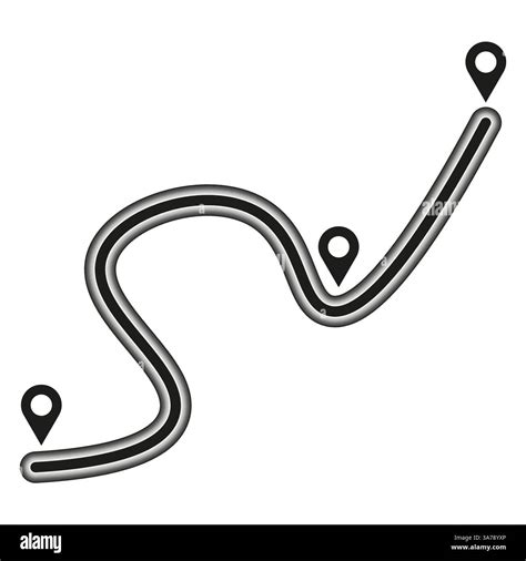 Curved Road Path Navigation Route Symbol Travel Location Markers