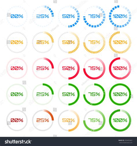 Set Of Progress Indicator Circles Vector Illustration Shutterstock