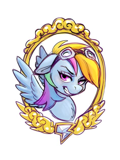 Safe Artist Noupie Rainbow Dash Pegasus Pony Bust Chest Fluff Female Goggles
