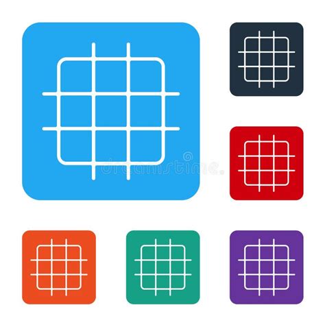 White Grid Graph Paper Icon Isolated On White Background Set Icons In