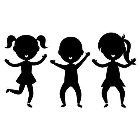 孤立した白い背景のシルエットを踊る子供たちのセット Premium Ai生成ベクトル画像