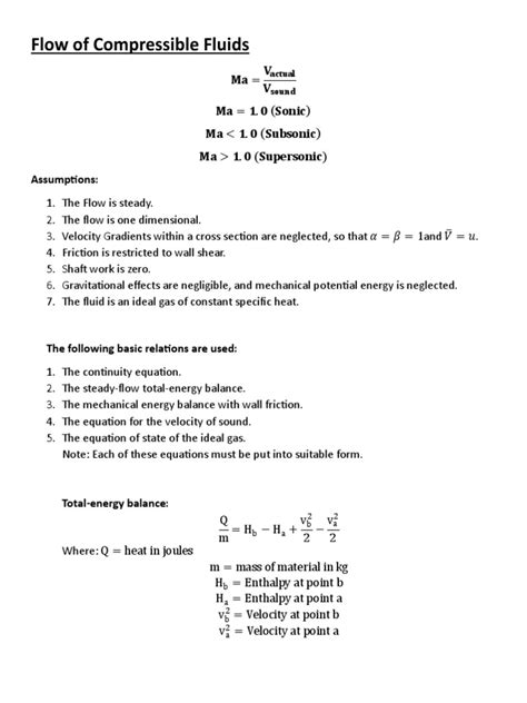 Momentum Transfer Compressible Flow Isentropic Adiabatic Isothermal