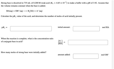 Solved Strong Base Is Dissolved In ML ML Of Chegg
