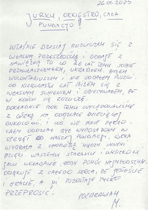 Jurek Owsiak pokazał list znaleziony w puszce WOŚP Treść wzrusza do