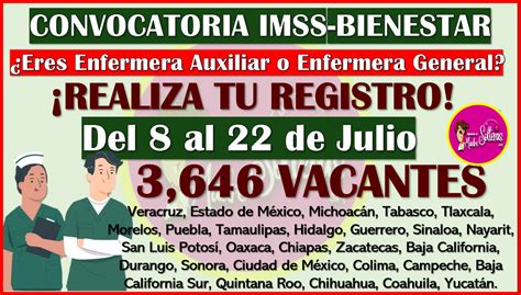 Convocatoria Disponible Del Imss Bienestar Para Personal De Enfermería