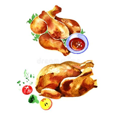 Chicken Meat Pattern Vector Doodle Art Whole Fried Chicken Turkey