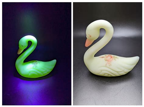 Vintage Swan Fenton Custard Glass Swan Uranium Glass Hand Etsy