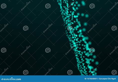 3d Rendering Wave Points Fractal Grid Futuristic Science Infographic Stock Illustration