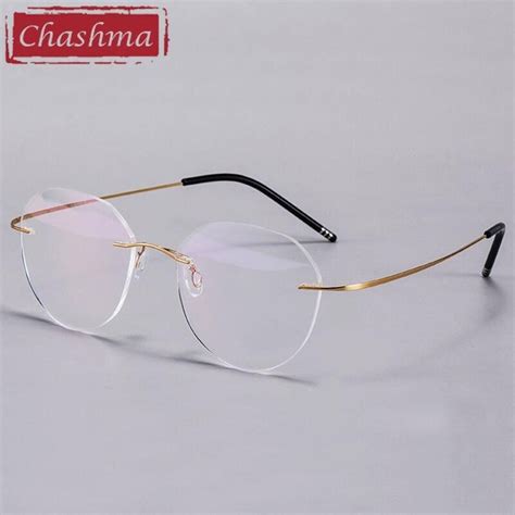 Womens Round Titanium Frame Ultra Light Rimless Eyeglasses 8152