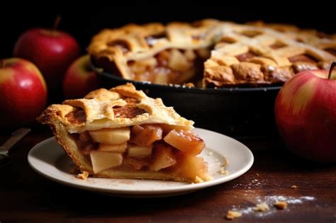 Premium Photo Half Of An Apple Pie With A Visible Lattice Crust