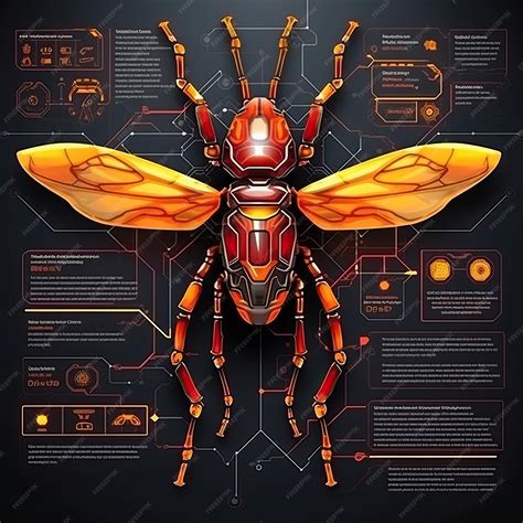 Premium Photo Sheet Of Robot Insect Sketch Infographic Polychrome