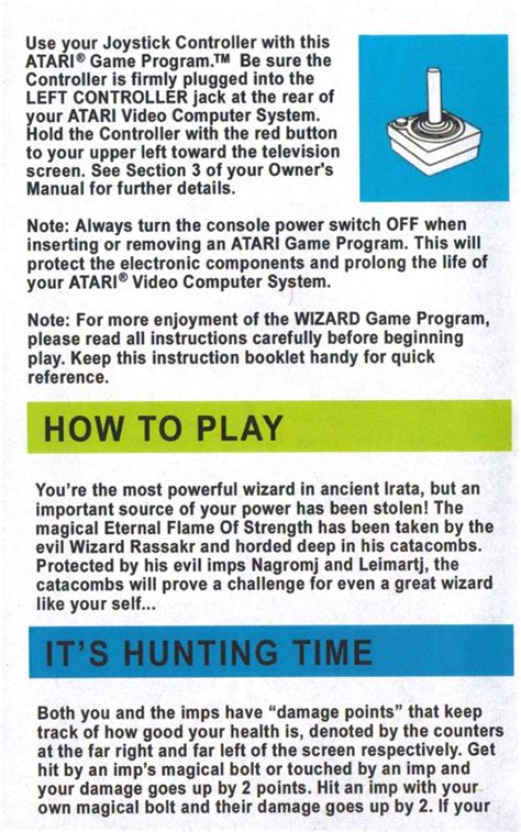 Atari 2600 Vcs Wizard Scans Dump Download Screenshots Ads Videos