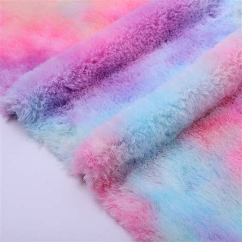 Geïmiteerd Konijn Pluche Rainbow Gradiënt Tie Dye Grandado