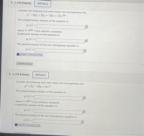 Solved Consider The Following 2 Nd Order Linear