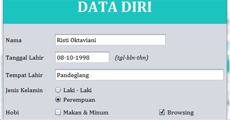 Aplikasi Data Diri Dengan Java